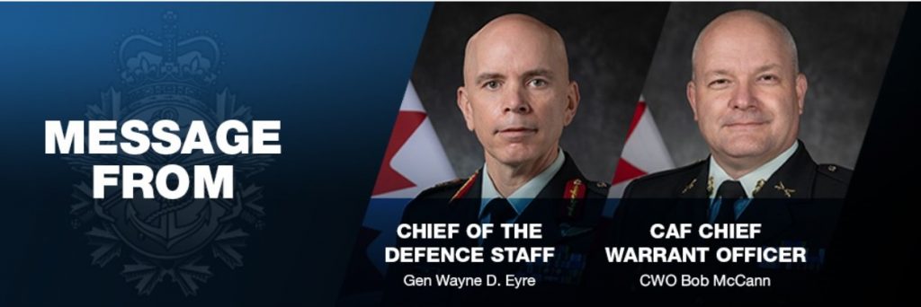 CDS and CAF CWO end-of-year 2023 message to the CAF – Canadian Naval Review